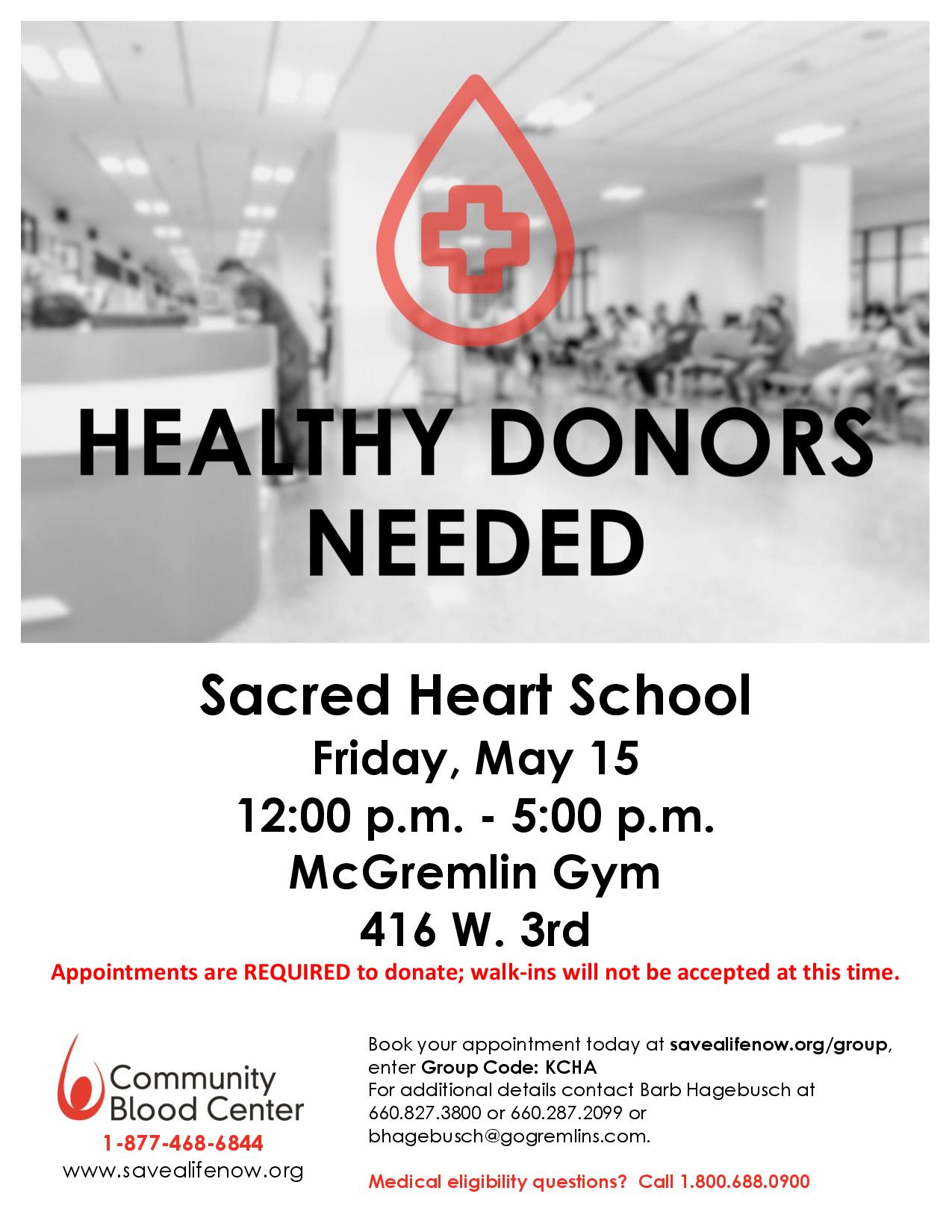 Blood Drive - Sign Up to Donate! - Sacred Heart SchoolSacred Heart School