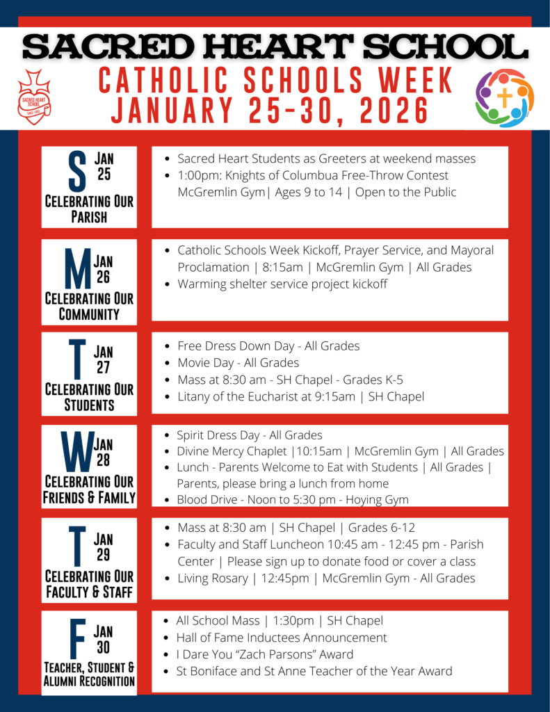 Catholic Schools Week- January 25-30 - Sacred Heart SchoolSacred Heart ...